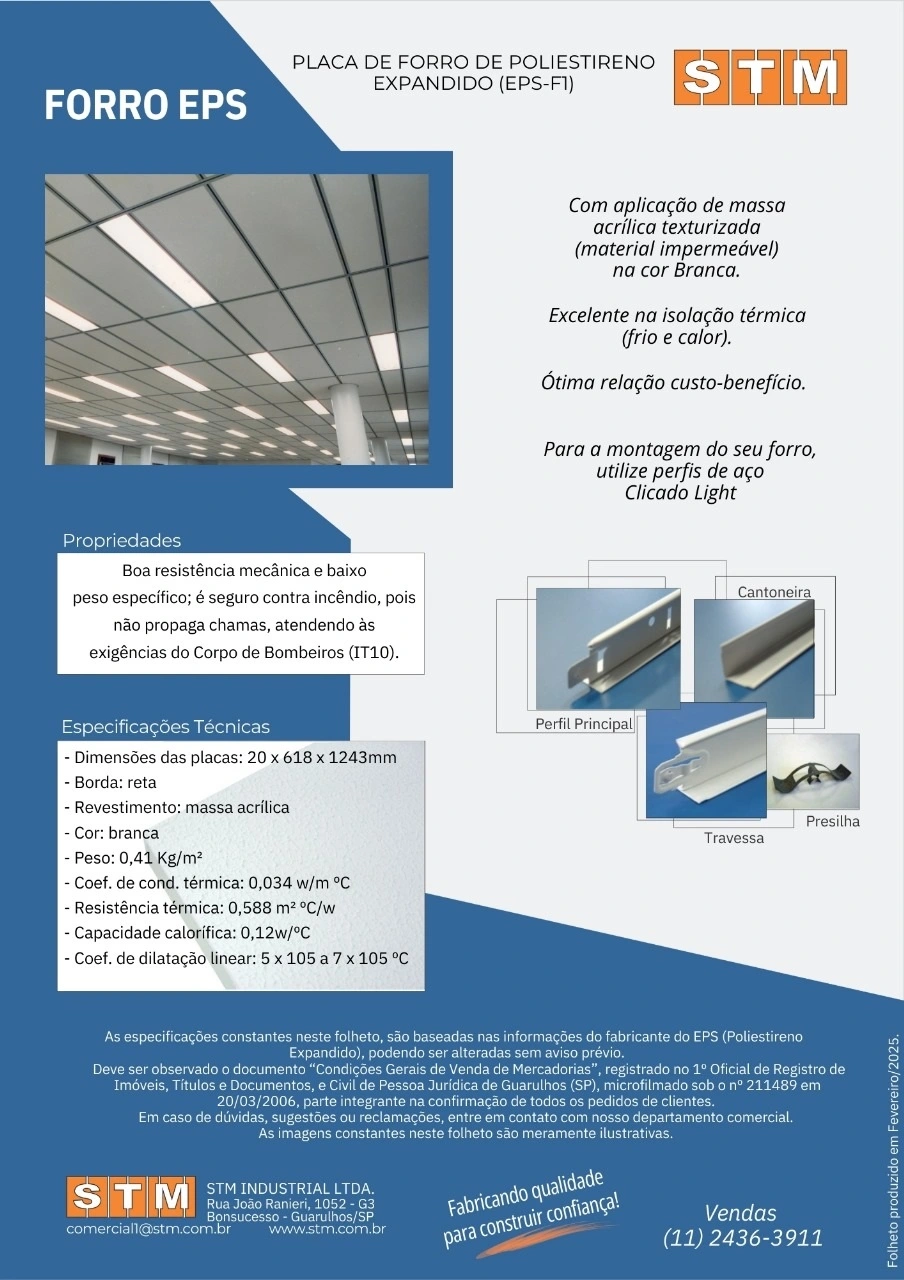 Forro EPS - STM Industrial - Fábrica de Portas e Divisórias